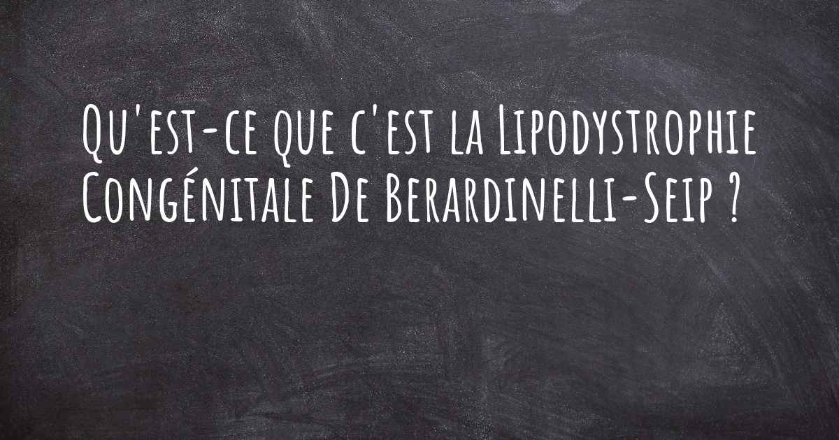 Qu'est-ce que c'est la Lipodystrophie Congénitale De Berardinelli-Seip